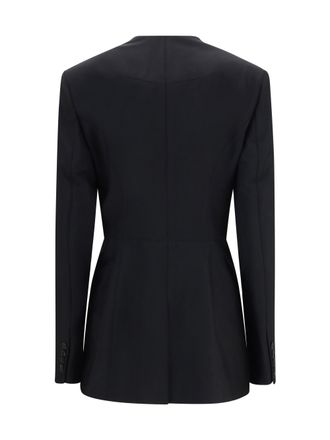 Givenchy Womens Cut-Out Double-Breasted Blazer Black Wool Ovis Aries; Mohair Blazers & Vests