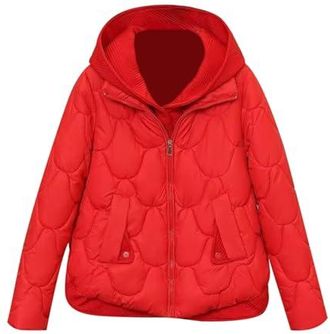 Generic Vestes pour femmes 2026 - Manteaux amples tendance - Veste chaude dhiver d&eacute;contract&eacute;e, Rouge, XXL