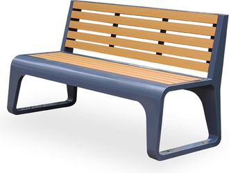 Generic Outdoor Gartenbank Wetterfest 3 Sitzer Edelstahl PS Holz-Kunststoff Parkbank Einkaufszentrum Freizeitbank Nicht Leicht zu Rosten Starke Tragf&auml;higkeit 