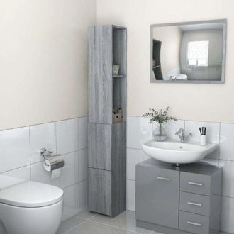 vidaXL Armoire de bain sonoma gris 25x26,5x170 cm bois ding&eacute;nierie
