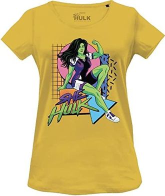 MARVEL « She Hulk Comic Poster » T-Shirt Femme, Jaune, Taille L