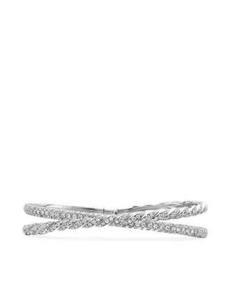 David Yurman bracelet Pav&eacute;flex Two Row en or blanc 18ct (16 mm) - Argent