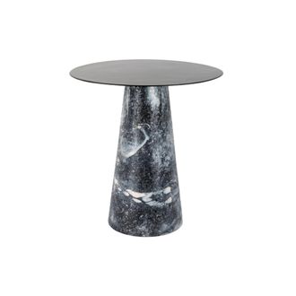 Leitmotiv Beistelltisch Mosaic Marble High - Schwarz - 40x40x42cm - Rund - Metall - Couchtisch - Sofatisch - Kleiner Tisch für Wohnzimmer & Schlafzimmer