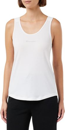 Champion Damen C-Tech-Small Script Logo S-L Unterhemd, Weiß, XL