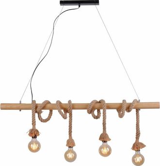 Leuchten Direkt Leuchten Direkt - JustLight 4er Pendelleuchte Rope schwarz-natur 100 x 7 cm E27 15 w Pendelleuchte
