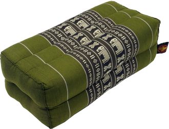 Guru Shop Meditationskissen, Blockkissen, Eckiges Yoga St&uuml;tzkissen, St&uuml;tzkissen, Thai Nackenst&uuml;tze mit Kapok - Gr&uuml;n 2, 10x20x30 cm