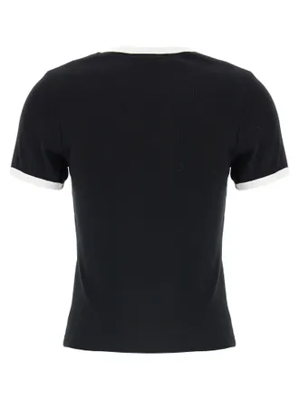 Courr&egrave;ges Logo-Embroidered Contrast T-shirt - Black
