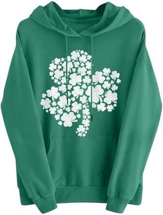 Generic Sweats &agrave; capuche pour femme, pull pour femme, pull &agrave; cordon de serrage avec poches et capuche, hauts &agrave; manches longues, pull d&eacute;contract&eacute; vert &agrave; capuch