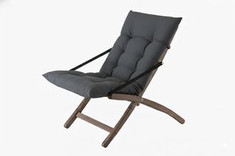 Fiam LINDA SOFT - Gartensessel, Gestell aus Buchenholz, Farbe Walnuss und Entspannungsmatratze (schwarz)