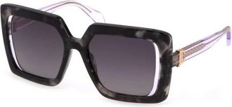 Just Cavalli Femme, Accessoires, Noir, Taille: ONE Size Lunettes de Soleil Noires en Plastique avec Verres Carr&eacute;s
