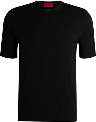 HUGO BOSS Strickpullover HUGO Men RED wei&szlig;,Basic,Viskose,Unifarben,Rundhals,Kurz,Slim Fit