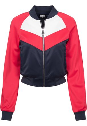 Urban Classics Damen Ladies Short Raglan Track Jacket Sweatjacke, per Pack Mehrfarbig (Navy/fire red/White 01224), X-Small (Herstellergröße: XS)