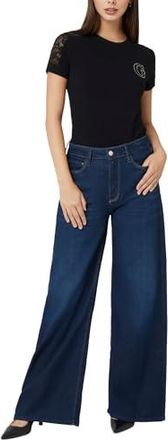 Guess Womens Short Sleeve Lace Tee, Jet Black