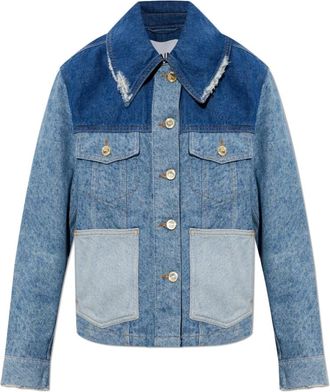 Ganni Femme, Vestes, Bleu, Taille: 38 FR Veste en jean effet vieilli