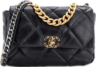 Chanel 19 Flap Bag Quilted Leather Large crossbody bag - Schwarz