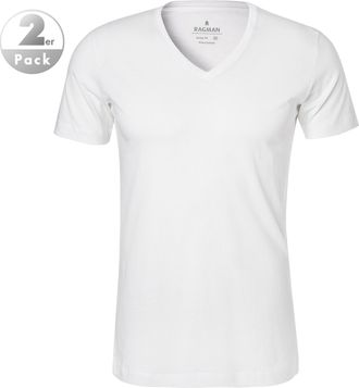 Ragman Herren V-Shirt weiß