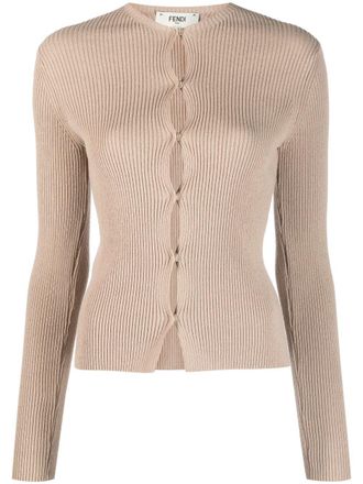 Fendi Gerippter Cardigan - Nude