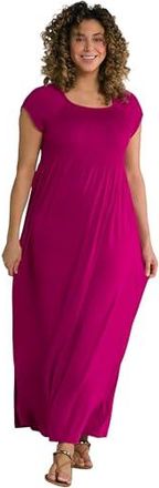 Ulla Popken Femme Grandes Tailles Robe smockée, Silhouette A, décolleté carré, Manches Courtes Rouge Magnolia 50+ 807665820-50+