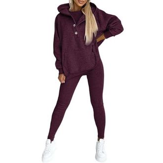 Generic Ensemble de d&eacute;tente pour femme avec capuche et pantalon imprim&eacute; d&eacute;contract&eacute; &agrave; capuche et pantalon imprim&eacute; pour femme - Ensemble de v&ecirc;tements de d&eacute;tent