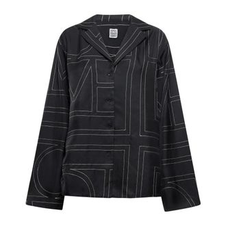 Toteme Femme, Blouses et Chemises, Noir, Taille: 36 FR Sanville Monogram Silk Shirt