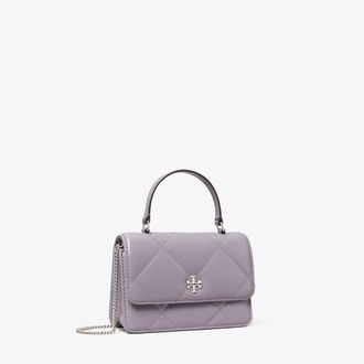 Tory Burch Damen Kira Mini-Geldb&ouml;rse mit Rautensteppung, Tragegriff oben und Kette