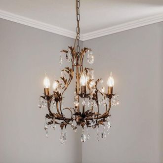 Onli [GEBRAUCHT] B-Ware Onli Kronleuchter Botte Aus Metall F&uuml;nfflammig Bronze Deckenlampe Lampe Leuchte