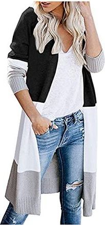 Generic Cardigan long pour femme avec poches, cardigan confortable et chaud en tricot &agrave; manches longues, manteaux ouverts sur le devant, cardigan tendance &agrave; r
