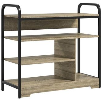 HOMCOM Meuble à chaussures 4 niveaux, meuble de rangement range-chaussures porte-chaussure cadre en métal - 70l x 30P x 65H cm noir