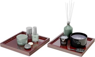 Vladon Dekoschale Maya, Made in Germany, moderne Dekorationsschale eckig, Bordeaux Hochglanz, 2er-Set (20 x 1,8 x 20 cm)