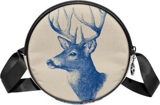 Generic Sac &agrave; bandouli&egrave;re rond pour femme, petit sac &agrave; bandouli&egrave;re r&eacute;tro avec fermeture &eacute;clair, bretelles r&eacute;glables, sac &agrave; main rond d&eacute;contract&eacute; pour femmes e