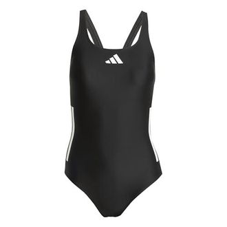 adidas Femme 3 Stripes C-Back Swimsuit, Black/White/White, 38