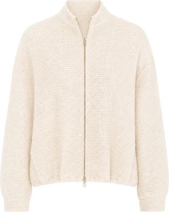 Herno Femme, Sweatshirts et sweats &agrave; capuche, Beige, Taille: 38 FR Bomber Lumineux &agrave; Sequins
