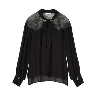 Patrizia Pepe Femme, Blouses et Chemises, Noir, Taille: 42 FR Blouse Fluide avec