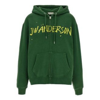 J.W.Anderson Zip Front Print Hoodie - - Sweatshirts & Hoodies - Damen - Gr&uuml;n - XS