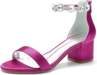 Miyoopark Chaussures de mariage pour femmes Talon bas Sandales de soirée M653, fuchsia, 39.5 EU