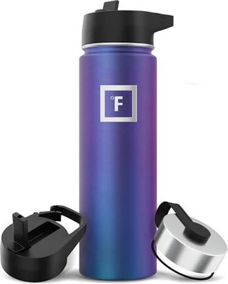 Iron Flask Gourde Isotherme avec Paille - 650/950/1200/1800 ml - Inox &Eacute;tanche Bouteille deau Isotherme &agrave; Double Paroi Sans BPA - Sport Gym Voyage Enfant