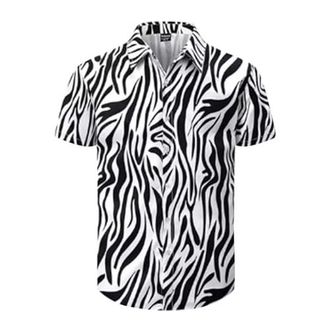 Generic Chemise hawa&iuml;enne d&eacute;contract&eacute;e &agrave; manches courtes pour homme - Imprim&eacute; animal - Col rabattu - Manches courtes - Pour les loisirs - Pour l&eacute;t&eacute; et la plag
