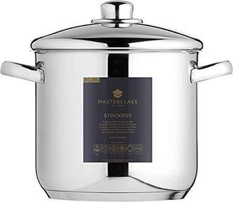 MasterClass Marmite MasterClass Avec Couvercle 8.5L/24cm, S&eacute;curit&eacute; Induction, Acier Inoxydable, Argent