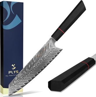Plys Damast K&uuml;chenmesser Damastmesser Japanisches Kochmesser: Kiritsuke Messer 20 Cm, 67 Lagen Damaststahl Schmiedestahl, Scharfer VG10 Stahlkern und Achte