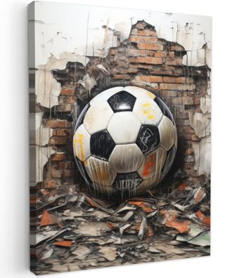 MuchoWow © Bild auf Leinwand 30x40 cm Schlafzimmer Bilder Wand Deko Wohnzimmer Modern Wanddeko Bilderwand Geschenk Banksy - Street Pop Art - Fußball - Wand - S