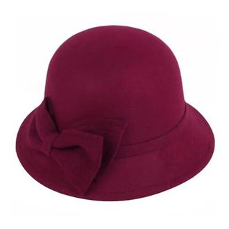 Generic Chapeaux de plage pliables pour femme - Couleur unie - Large bord rond - Chapeau en laine chaude - Automne et hiver - &Eacute;l&eacute;gant noeud d&eacute;coratif - Chapea