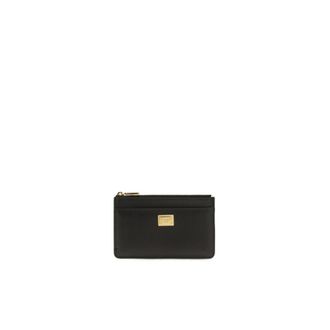 Dolce & Gabbana Kartenetui aus Kalbsleder mit Markenplakette - - Accessories - Damen - Schwarzk - ONE SIZE