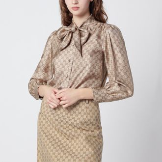 Gucci Seidentwill-Hemd Mit GG-Print