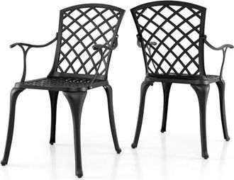 Giantex GOPLUS 2 PCS Chaise de Jardin Exterieur en Aluminium Durable avec Accoudoir, Fauteuil de Jardin, Dossier Ajour&eacute;, Charge 110 KG, Id&eacute;al pour Terrasse, P