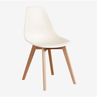 Sklum Sklum - Pack de 4 chaises de salle &agrave; manger en polypropyl&egrave;ne et bois de h&ecirc;tre Scand Nordic Beige Cr&egrave;me