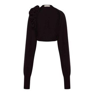 Alberta Ferretti Wolle Seide Kaschmir Strickjacke - - Knitwear - Damen - Schwarzk - S