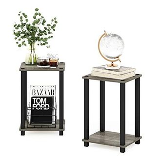 Furinno Simplistique Table dappoint, Paquet de 2, Chêne Français/Noir