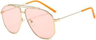 Generic Lunettes de soleil surdimensionnées rose thé pour femme nuances rétro classiques lunettes de soleil femmes métal, Or rose, Taille unique
