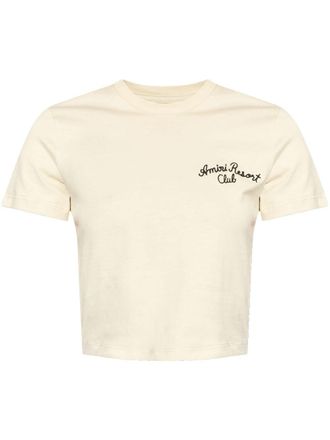 Amiri haut crop &agrave; logo brod&eacute; - Tons neutres