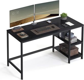 Vasagle Bureau avec Rangement, Table dOrdinateur, avec 2 &Eacute;tag&egrave;res R&eacute;versibles, Poste de Travail, pour T&eacute;l&eacute;travail, Salon, Cadre en Acier, Style Industriel, No